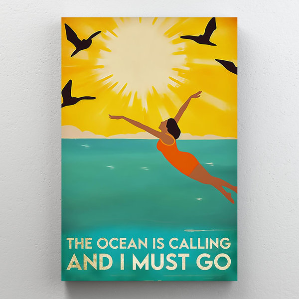 Trinx Swimming The Ocean Is Calling 1 Piece Rectangle Graphic Art